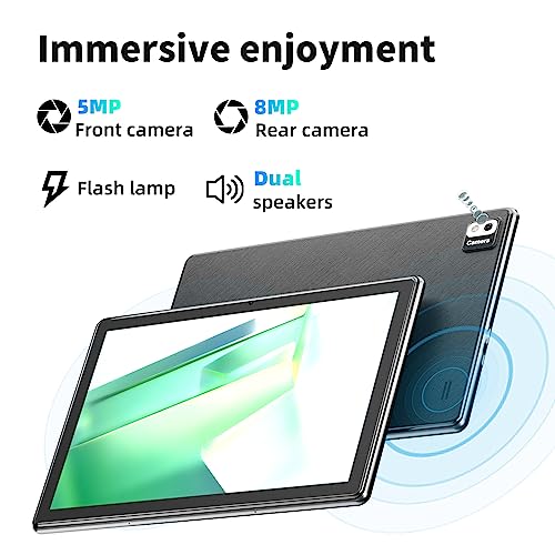 SGIN 10 Inches Tablet, 8GB RAM 128GB ROM Android 12 Tablets with 256GB Expand, 8 Core Processor Android Tablets, 1920*1200 IPS HD, 6000mAh , 2.4G/5G WiFi Bluetooth 5.0, GPS, 5MP+8MP Dual Camera, Black