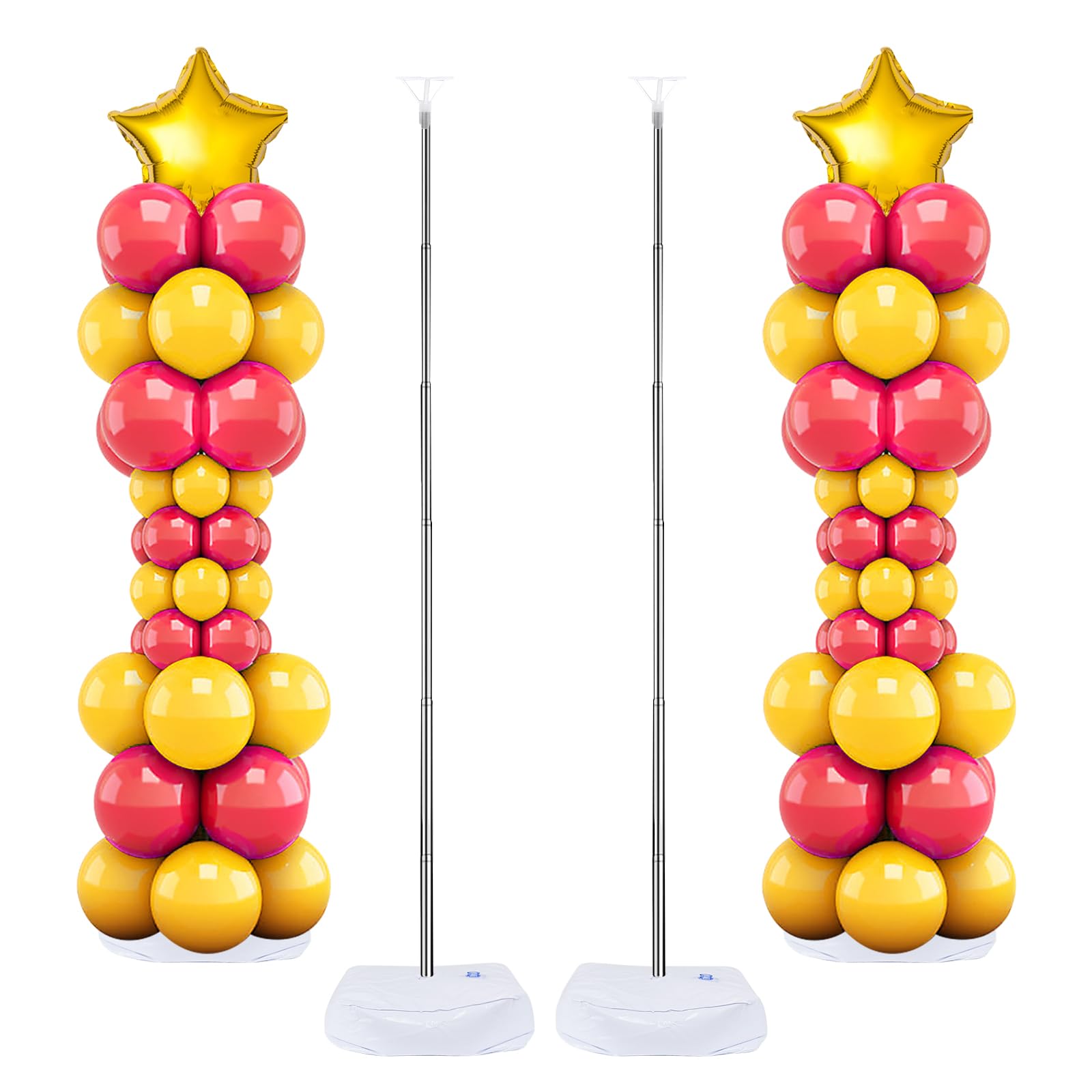 Balloon Column Stand Set of 2, 6.6ft Adjustable Balloon Stand kit with Base Telescopic for Baby Shower Wedding Birthday Graduation Party Decorations