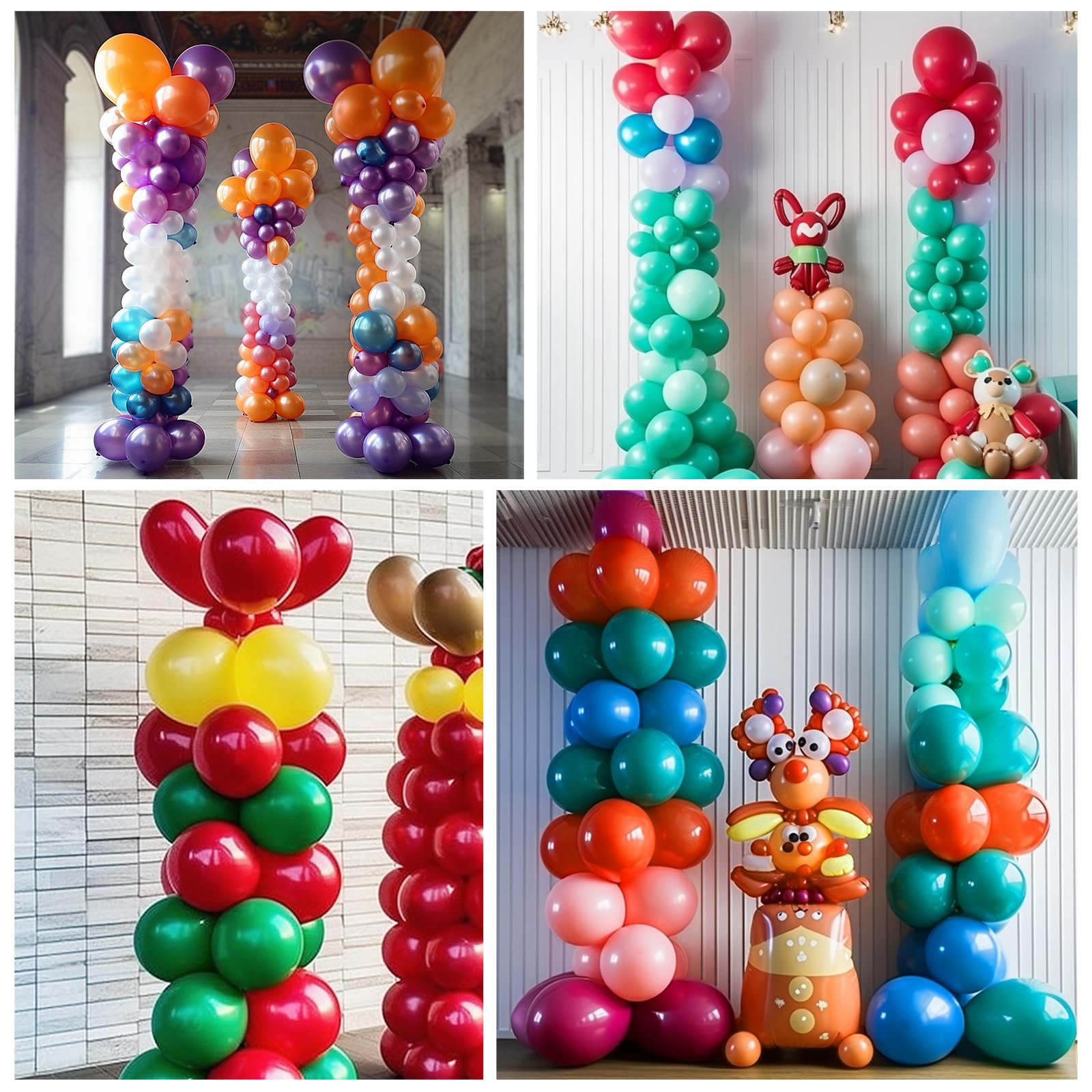 Balloon Column Stand Set of 2, 6.6ft Adjustable Balloon Stand kit with Base Telescopic for Baby Shower Wedding Birthday Graduation Party Decorations