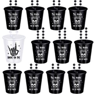 kigeli 12 pcs bride or die bachelorette shot glass beaded necklace halloween till death do us party plastic shot glass necklaces halloween gothic skull bridal shower party favor for wedding