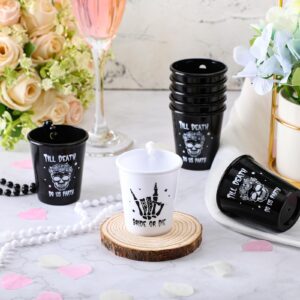 Kigeli 12 Pcs Bride or Die Bachelorette Shot Glass Beaded Necklace Halloween Till Death Do Us Party Plastic Shot Glass Necklaces Halloween Gothic Skull Bridal Shower Party Favor for Wedding