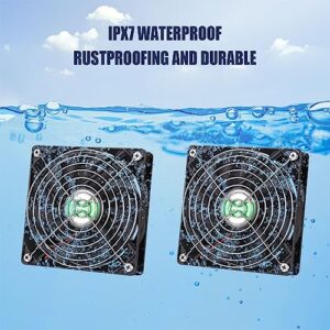 pqins 5 Inch Solar Powered Fan, Solar Exhaust Intake Fan Kit, IPX7 Waterproof Dual Fans with 13Ft On/Off Switch Cable, Cooling Ventilation for Greenhouse, Chicken Coop, Shed, Dog House, Outside