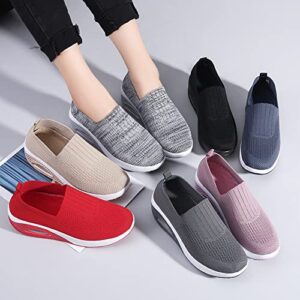 YING LAN Women Platform Sneakers Air Cushion Slip-on Walking Shoes Breathable Nursing Orthopedic Wedge Shoes Adjustable Mary Jane A-Black