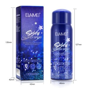 Body Glitter Spray, Glitter Spray for Hair and Body, Quick-Drying Waterproof Glitter Hairspray Highlighter Face Makeup Spray for Prom, Festival Rave, Party, Stage Makeup, Christmas Gifts