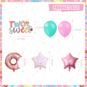 Two Sweet Birthday Party Supplies for 2 Year Old Girl, 150 Pcs Donut Party Decorations for Girls Baby - Backdrop, Banner, Cake, Cupcake Toppers, Cupcakes Wrappers, Balloons, Tablecloth