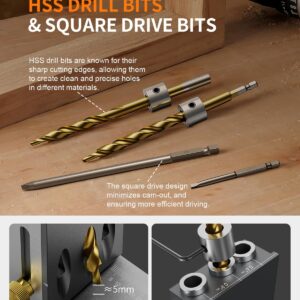 Kolvoii Pocket Hole Jig Kit, Efficient and Precise Jig Pocket Hole System with 11 Inch Face Clamp for Creating Strong and Hidden Wood Joints