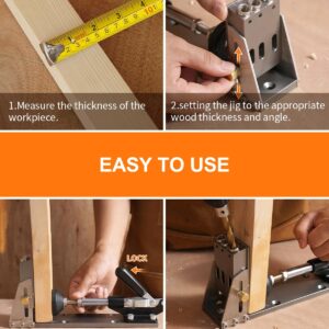 Kolvoii Pocket Hole Jig Kit, Efficient and Precise Jig Pocket Hole System with 11 Inch Face Clamp for Creating Strong and Hidden Wood Joints