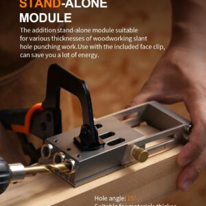 Kolvoii Pocket Hole Jig Kit, Efficient and Precise Jig Pocket Hole System with 11 Inch Face Clamp for Creating Strong and Hidden Wood Joints