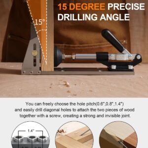 Kolvoii Pocket Hole Jig Kit, Efficient and Precise Jig Pocket Hole System with 11 Inch Face Clamp for Creating Strong and Hidden Wood Joints