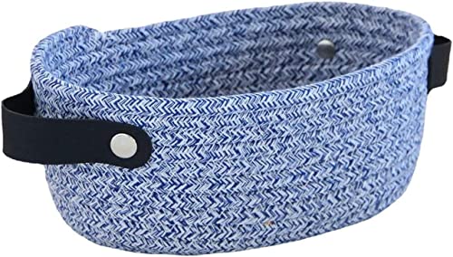 Sundries Storage Basket Organization Hand Woven Comfortable Cosmetic Storage Basket for Bedroom Navy Blue S