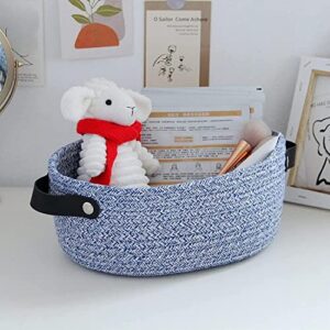 Sundries Storage Basket Organization Hand Woven Comfortable Cosmetic Storage Basket for Bedroom Navy Blue S