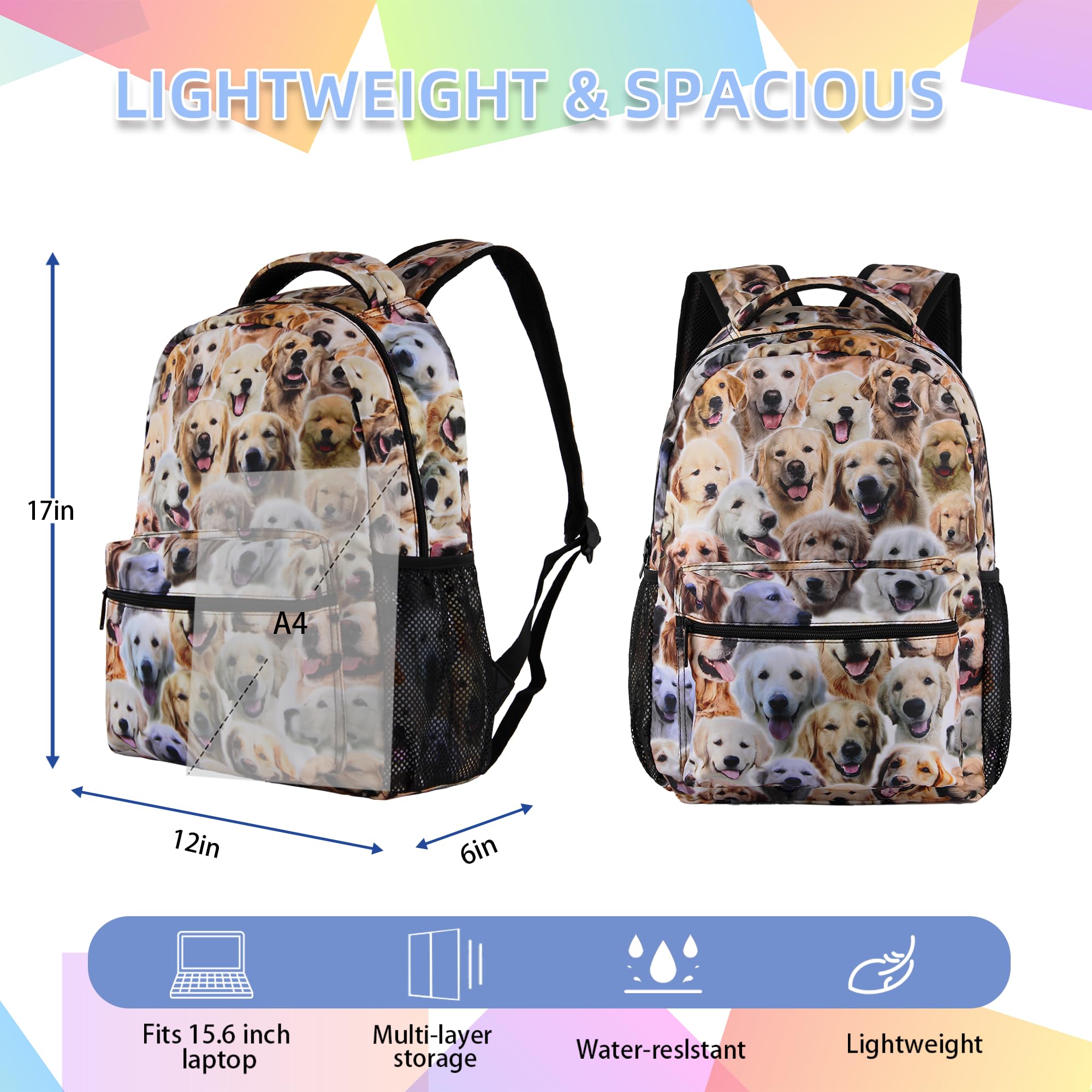 Cute Cats Print Backpack for Boys Girls 17-inch Laptop Travel Laptop Daypack School Bag with Multiple Pockets for Cats Lover