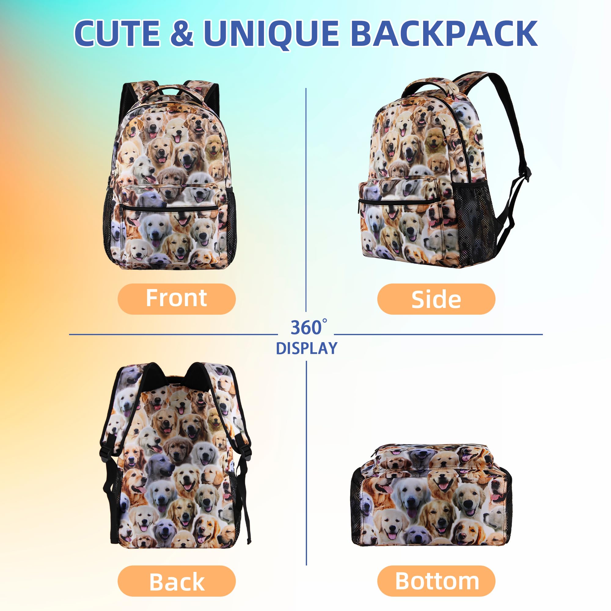 Cute Cats Print Backpack for Boys Girls 17-inch Laptop Travel Laptop Daypack School Bag with Multiple Pockets for Cats Lover