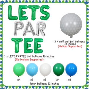 JOYMEMO Golf Party Decorations for Boys Men, Blue Green Let's ParTee Balloon Banner, Golf Ball Balloons, Let's Par- tee Decor, Sports Golf Themed Birthday Retirement Party Supplies