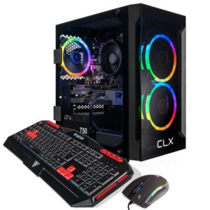 CLX Set Gaming Desktop - AMD Ryzen 7 5700X 3.4GHz 8-Core Processor, 16GB DDR4 Memory, GeForce RTX 4060 Ti 8GB GDDR6 Graphics, 1TB SSD, 2TB HDD, WiFi, Windows 11 Home 64-bit, black