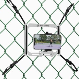 cell phone fence mount for iphone, mevo start, phones, gopro and other action cameras, to a chain link fence for recording baseball,softball and tennis games