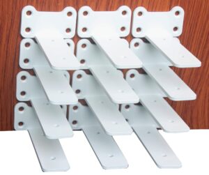 12 pack - 5 inch white hidden invisible l shelves brackets, floating hidden shelf brackets heavy duty shelf brackets industrial l shelf bracket (1/5 inch thicked) iron shelf brackets