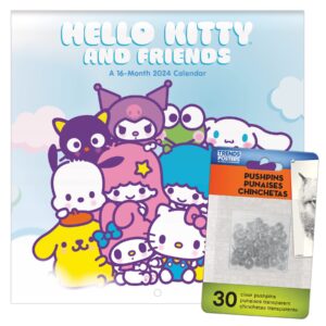 2024 hello kitty mini wall calendar & push pins