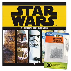 2024 star wars: saga mini wall calendar & push pins