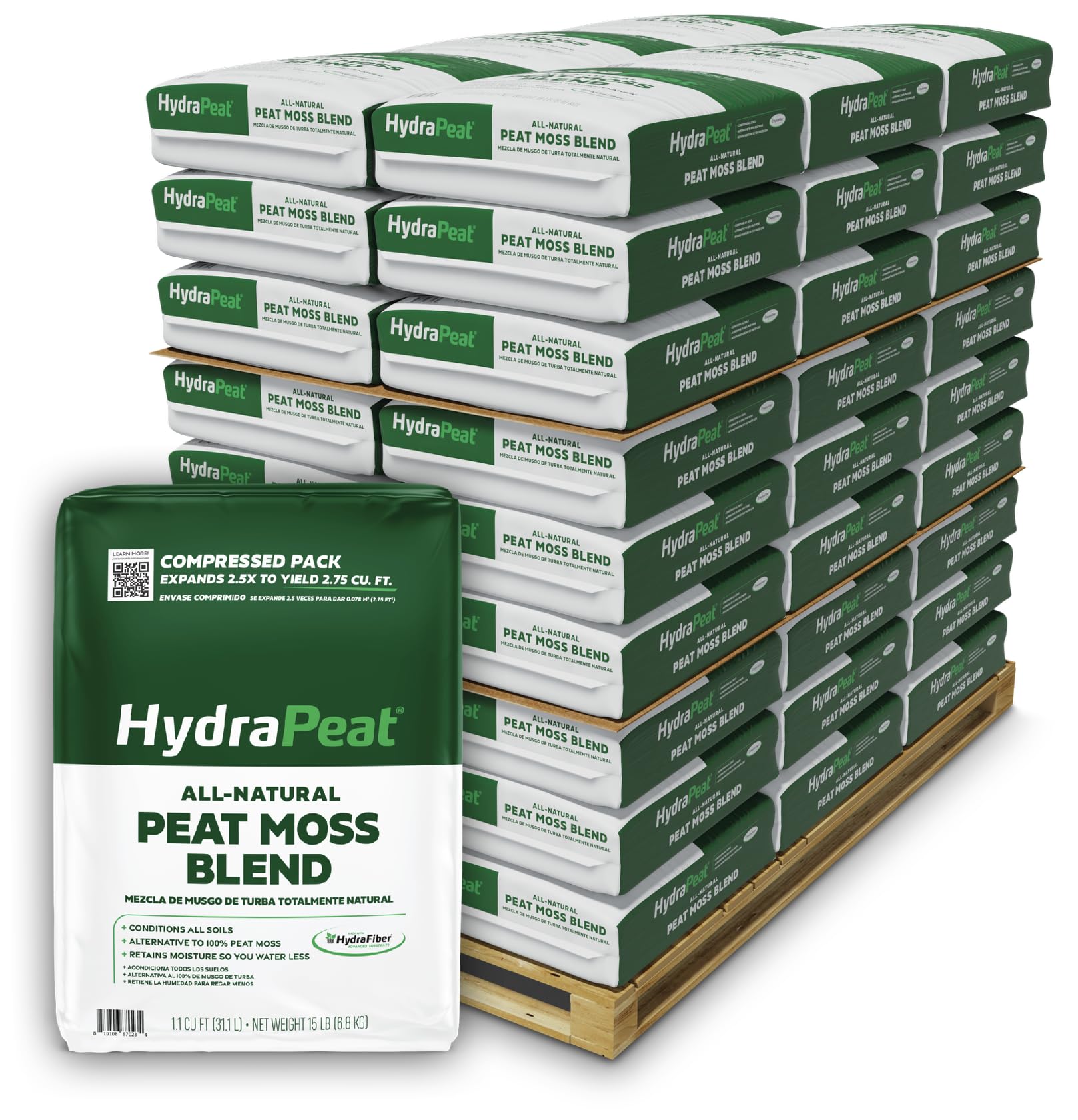 HydraPeat Peat Moss (Large) - 2.75 Cu Ft of All-Natural Reduced Peat Blend Soil Media - 1.1 Compressed Pack Size