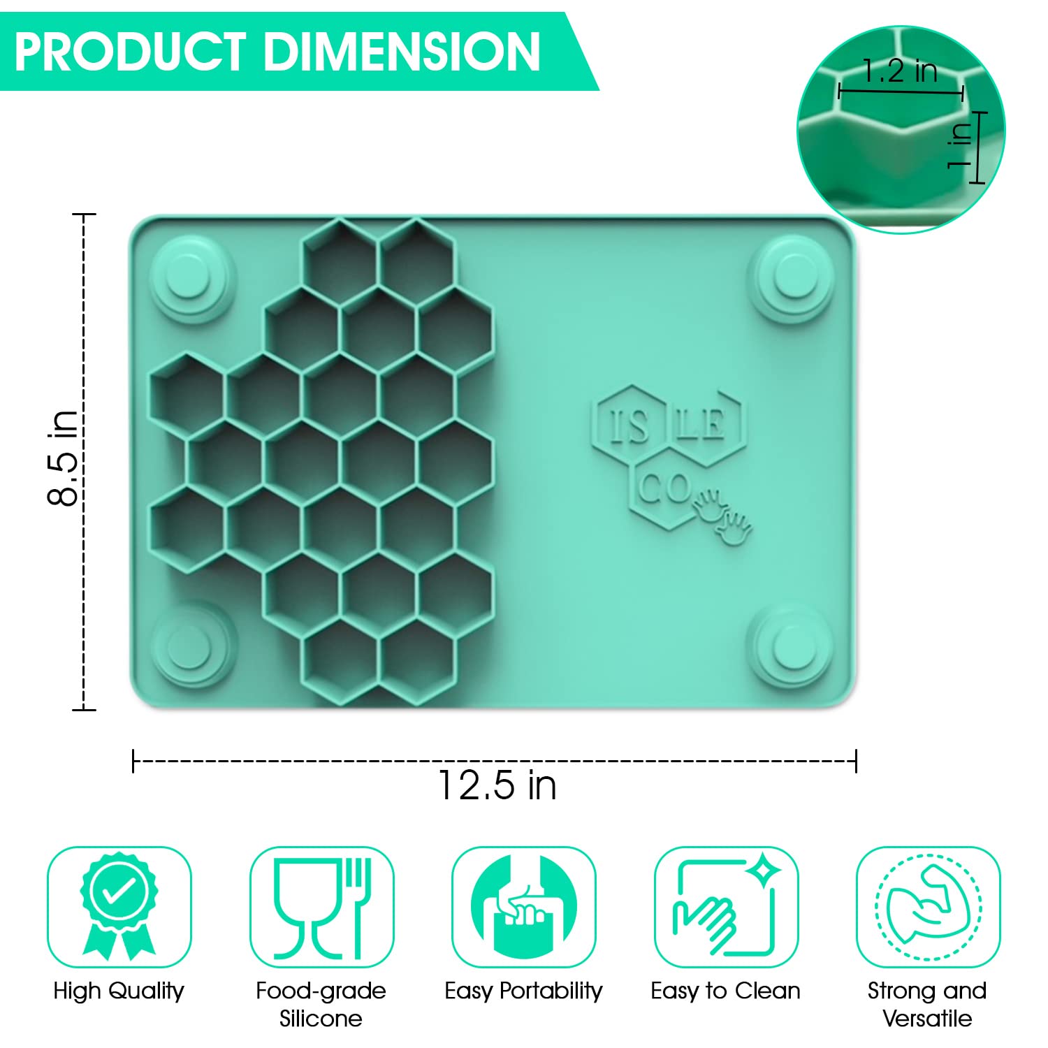 Pincer Pal Silicone Placemat: Toddler Self-Feeding & Fine Motor Skill Development | Non-Slip Mealtime Learning Tool | Baby Led Weaning |Montessori Feeding Essential (Small, Minty Breeze)