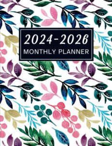 2024-2026 monthly planner: 3 years schedule organizer, personal time management notebook with flower cover