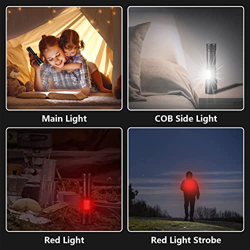 JAY-PARK Flashlights High Lumens Rechargeable, LED Flashlight Rechargeable Super Bright 250000 Lumen, Powerful Flashlight with COB Side Light for Camping, Power outages