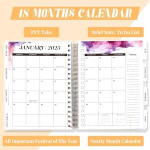 Montcool Planner 2024-2025 7.9" x 9.8", Large 18 Months Daily Weekly Monthly Planner Yearly Agenda Jan. 2024–Jun. 2025, Page Tabs, Separator Page, Pocket Folder, Bookmark, Sticky Note Set