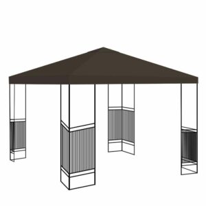 timoau gazebo canopy replacement top 10'x10' - single tier patio canopy cover - square replacement canopy gazebo top - waterproof 300d canvas gazebo for patio garden outdoor (two tier, coffee)