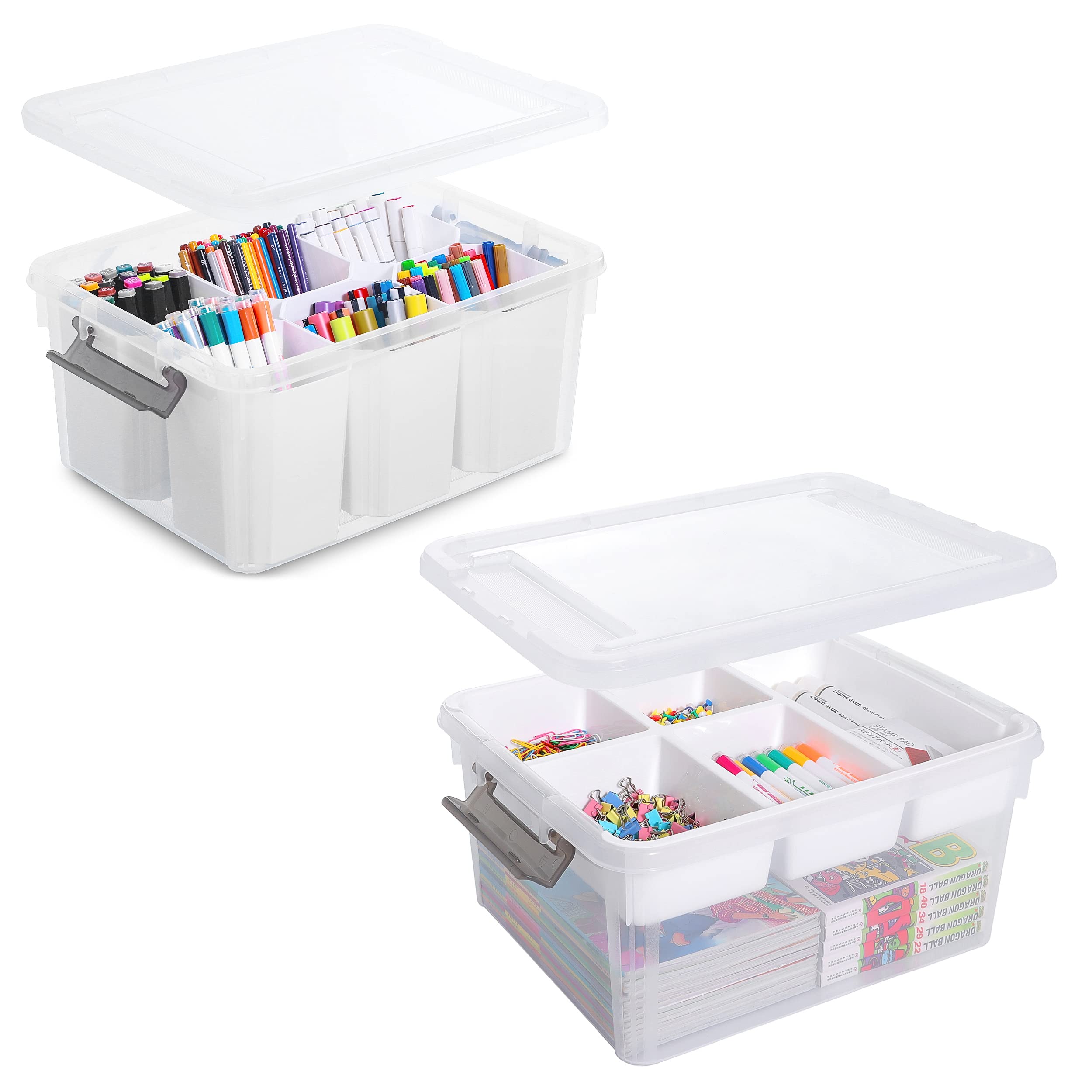 Citylife 2 Packs 17 QT Plastic Storage Bins Clear Storage Box with Lids Multipurpose Stackable Storage Containers for Organizing Tool, Craft, Lego, Crayon