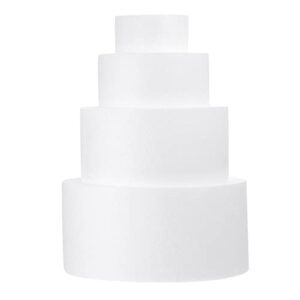 round foam cake dummies in 4 sizes, wedding cake dummy set for decorating and crafts, baking displays, cake decorating practice dummy, 4, 6, 8, 10 inch