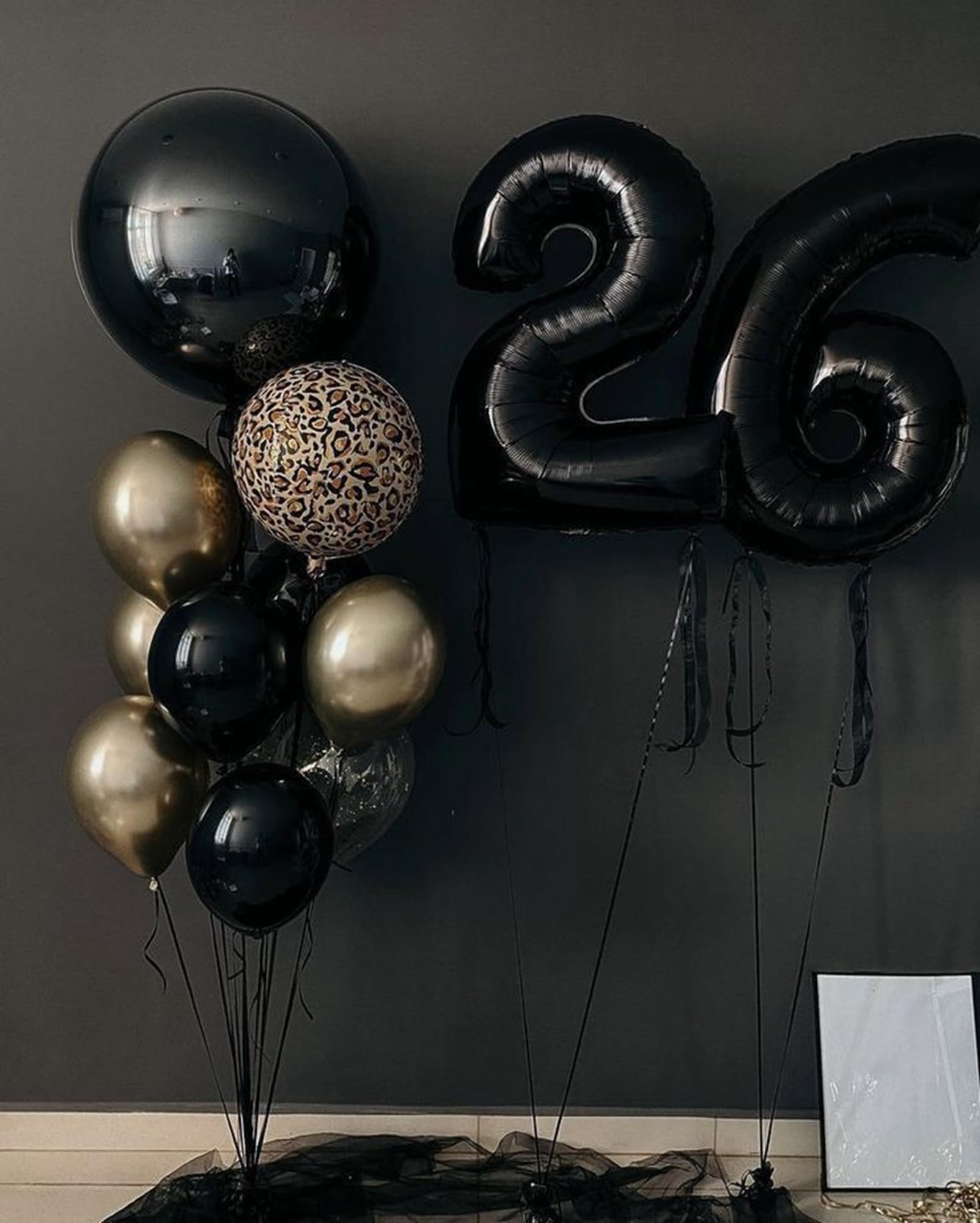 40 Inch 2024 Pack of 4 Black Huge Numbers Balloons Giant Large Helium Foil Mylar Big Number for Christmas New Year Party Graduation Birthday (Black, 40 Inches)