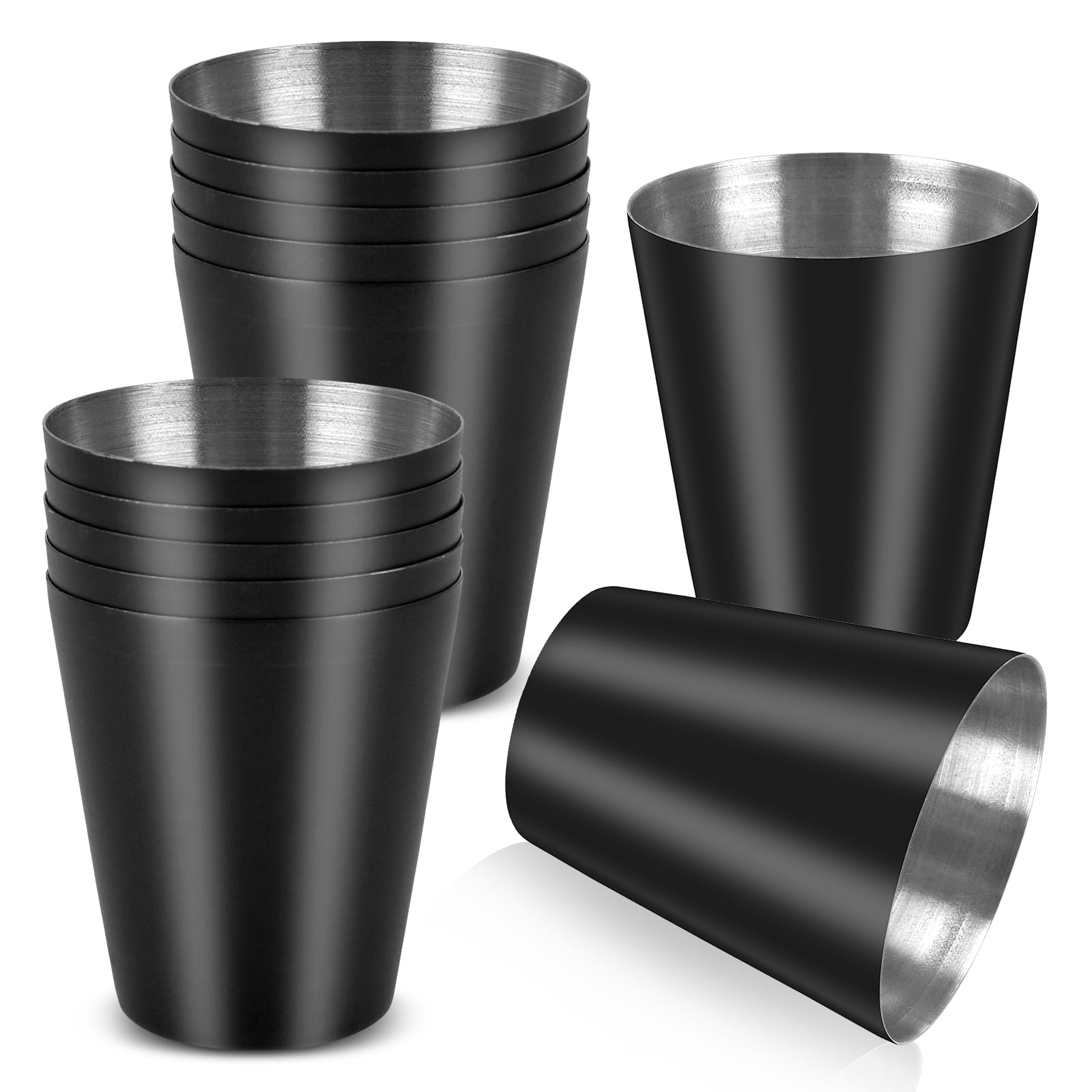 12 Pack Black Stainless Steel Shot Glasses 1 oz Metal Shot Glasses 1oz Black Shot Glasses Set of 12 Small Shot Glasses for Bar Party Cocktail Restaurant Barware Gift (1.5 Inch)