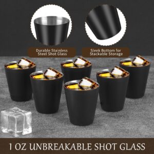 12 Pack Black Stainless Steel Shot Glasses 1 oz Metal Shot Glasses 1oz Black Shot Glasses Set of 12 Small Shot Glasses for Bar Party Cocktail Restaurant Barware Gift (1.5 Inch)