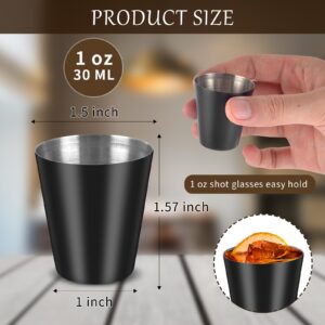 12 Pack Black Stainless Steel Shot Glasses 1 oz Metal Shot Glasses 1oz Black Shot Glasses Set of 12 Small Shot Glasses for Bar Party Cocktail Restaurant Barware Gift (1.5 Inch)