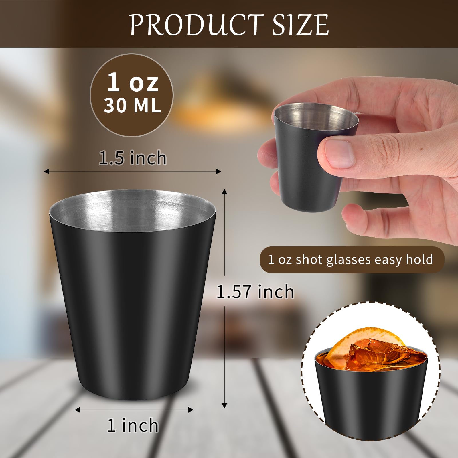 12 Pack Black Stainless Steel Shot Glasses 1 oz Metal Shot Glasses 1oz Black Shot Glasses Set of 12 Small Shot Glasses for Bar Party Cocktail Restaurant Barware Gift (1.5 Inch)