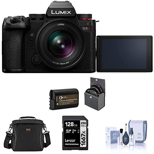 Panasonic LUMIX S5 II Mirrorless Camera with Lumix S 20-60mm f/3.5-5.6 Lens Bundle with 128GB SD Card, Shoulder Bag, Extra Battery, 67mm Filter Kit, Cleaning Kit