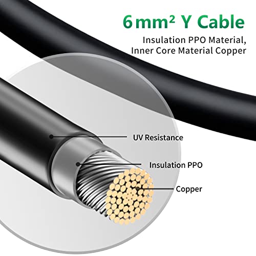 Solar Cable Extension, SIYAN 3FT Solar Panel Extension Cable 10AWG with Female and Male Connector Weatherproof Solar Panel Wire Adapter for Home, Shop and RV Solar Panels