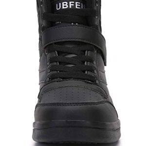 UBFEN Womens High Top Ankle Support Sneakers Black Hidden Wedge Heel Retro 80s Tennis Shoes for Girls Cosplay Removable Insole Footwear Size 9