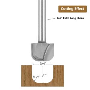 SpeTool Bowl&Tray CNC Router Bits Extra Long (70mm) 1/4 inch Shank 3/4 inch Cutting Diameter with Carbide Tip for Woodworking Router Machine Milling Cutter