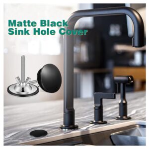 2 Inch Kitchen Sink Hole Cover Stainless Steel Faucet Hole Cover, Kitchen Sink Tap Hole Plate Stopper Cover Blanking Metal Plug (Black)