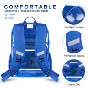 GEAMSAM Clear Backpack Heavy Duty Large Transparent Backpack with Reinforced Bottom Multi-pockets for College, Travel, Workplace Security - Blue