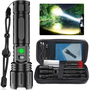 led flashlights high lumens rechargeable, 100000 lumens super bright powerful flashlight, type-c, 5 modes, zoomable, ipx5 waterproof high powered tactical flash light for emergency camping hiking