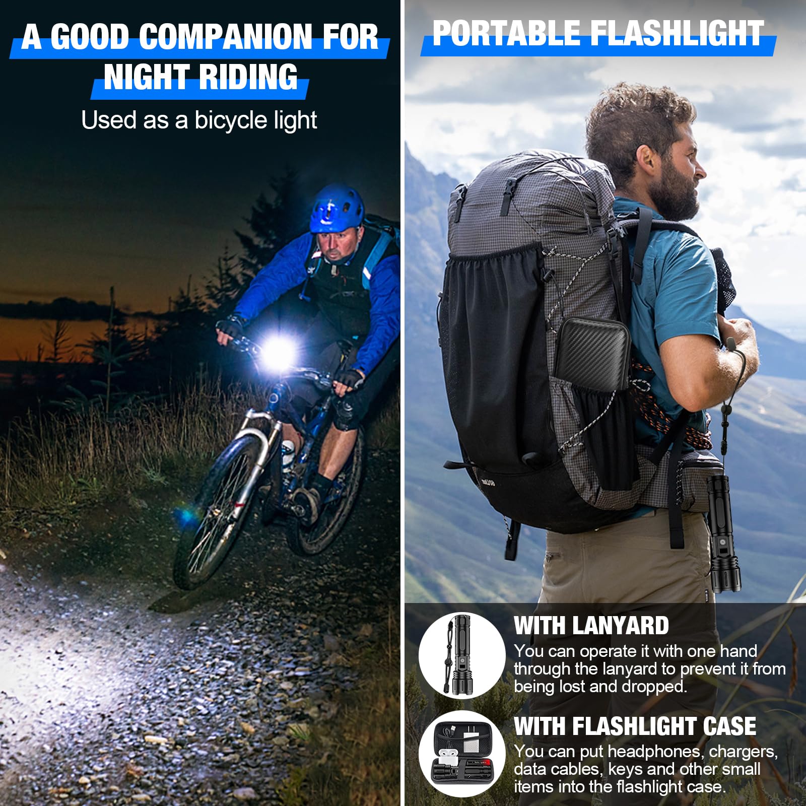 LED Flashlights High Lumens Rechargeable, 100000 Lumens Super Bright Powerful Flashlight, Type-C, 5 Modes, Zoomable, IPX5 Waterproof High Powered Tactical Flash Light for Emergency Camping Hiking