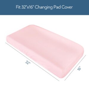 Changing Pad Cover for Girls 4 Pack, Baby Fitted Changing Table Cover Sheets, Soft Breathable for 32"x16" Diaper Change Table Pad, Bassinet Sheets Neutral - Pink and Purple