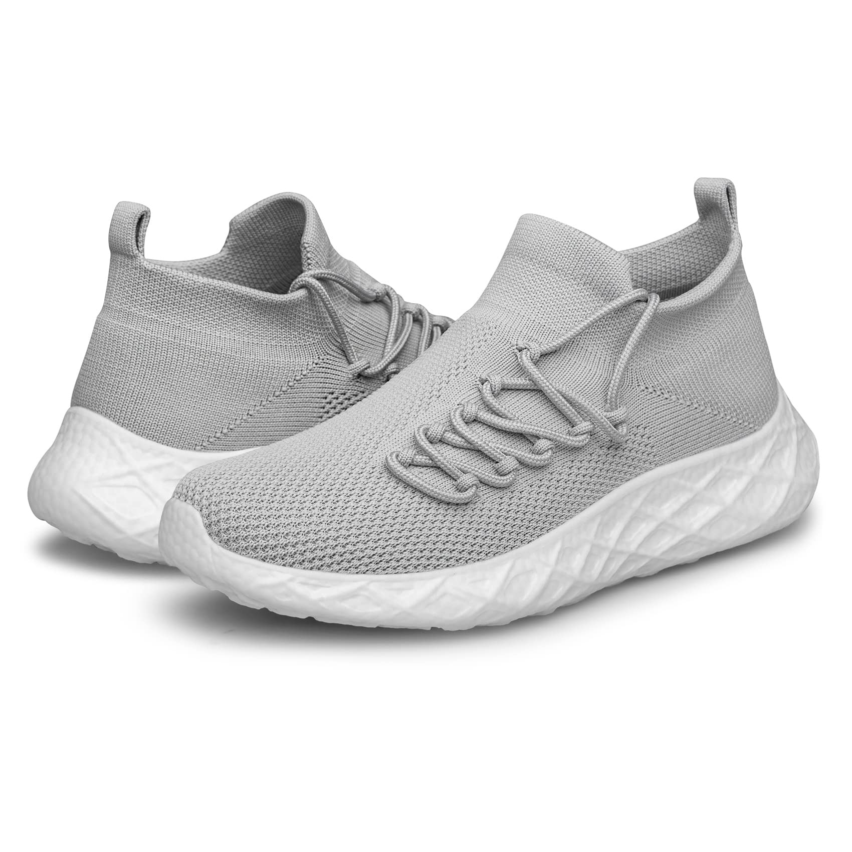 SILLENORTH Women's Walking Shoes Sock Sneakers Slip On Mesh Sport Running Shoes Casual Lightweight Shoes for Gym Work Jogging Light Grey Size 9