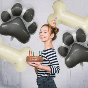 JANSONG 4 Pieces Large Bone Shaped Balloons Foil Helium Aluminum Balloons and Large Dog Print Balloon Dog Party Birthday Party Decorations Supplies