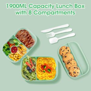 Korlon Bento Lunch Box, Large Capacity Lunch Containers for Adults & Kids, 3 Layers All-in-One Leakproof Kids Bento Box for School, Work with Lunch Bag and Accessories