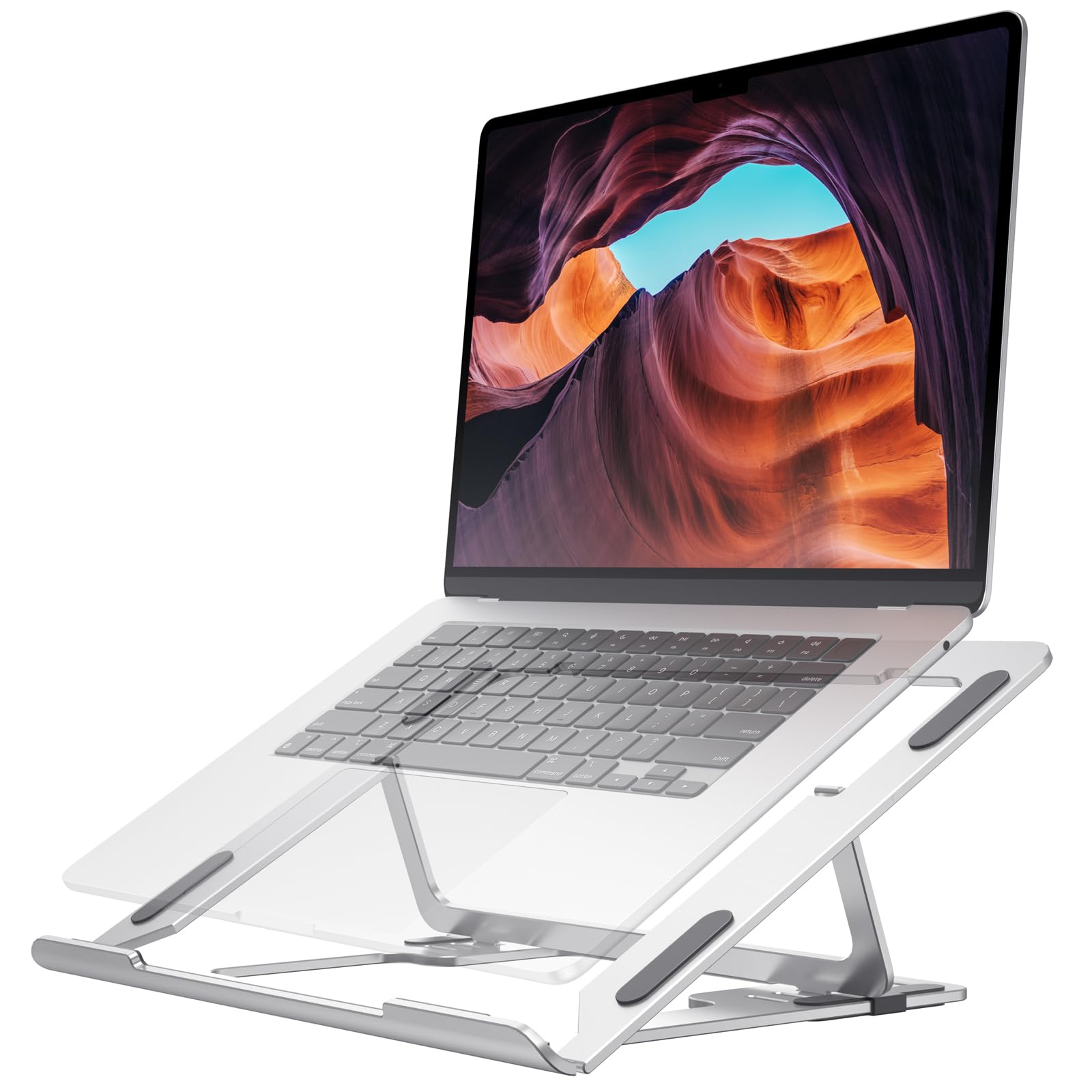 ACEMAGIC Laptop Stand, Aluminum Computer Riser, Ergonomic Laptops Elevator for Desk, Metal Holder Compatible with Notebook Computer Under 17.3 Inches, Silver