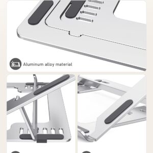 ACEMAGIC Laptop Stand, Aluminum Computer Riser, Ergonomic Laptops Elevator for Desk, Metal Holder Compatible with Notebook Computer Under 17.3 Inches, Silver